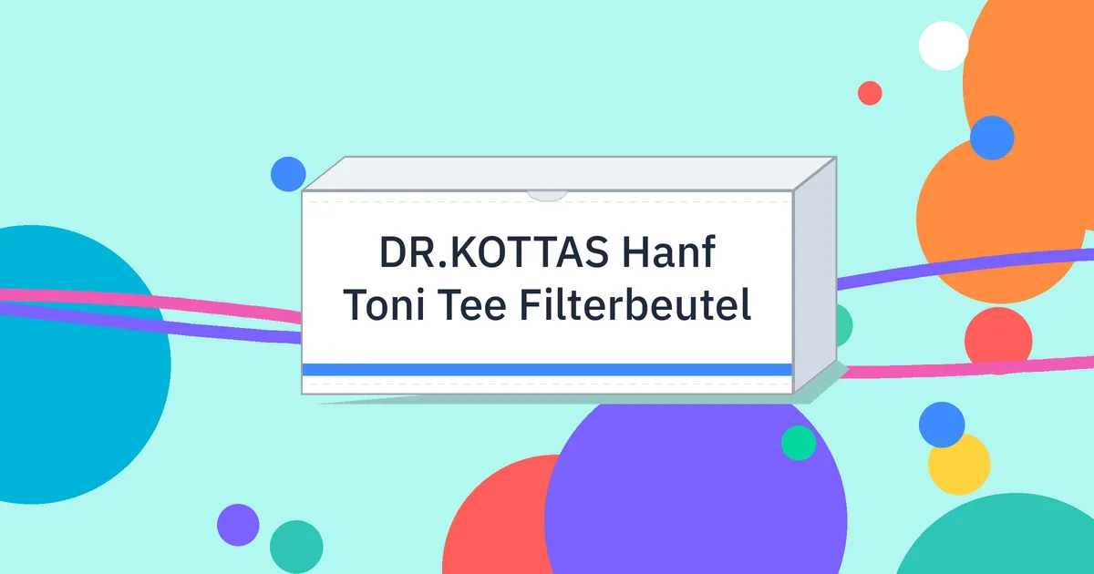 Symbolbild: Packung mit der Aufschrift DR.KOTTAS Hanf Toni Tee Filterbeutel (PZN 16575174) – Verfügbarkeit und Bezug in Apotheken in Frankfurt am Main