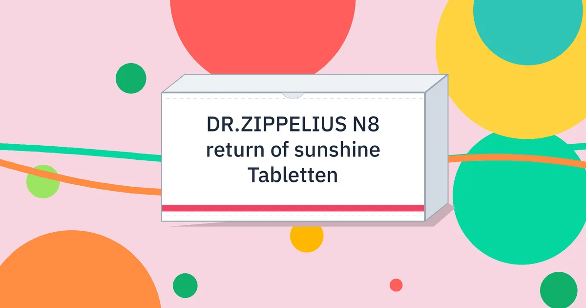 Symbolbild: Packung mit der Aufschrift DR.ZIPPELIUS N8 return of sunshine Tabletten (PZN 09292234) – Verfügbarkeit und Bezug in Apotheken in Frankfurt am Main