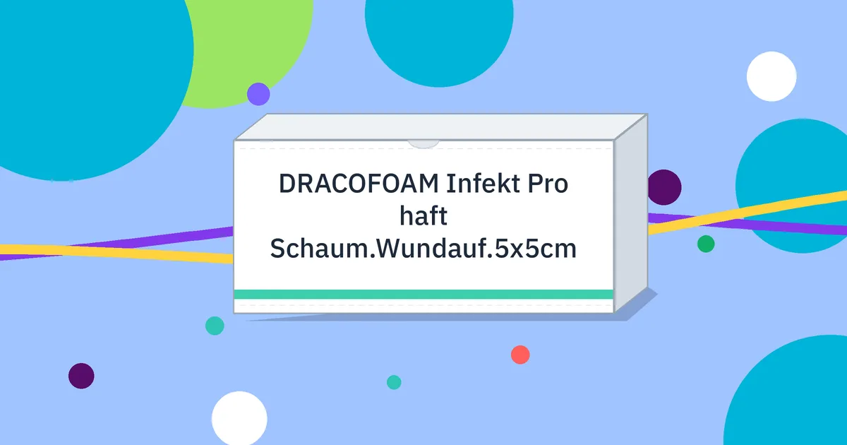 Symbolbild: Packung mit der Aufschrift DRACOFOAM Infekt Pro haft Schaum.Wundauf.5x5cm (PZN 19964114) – Verfügbarkeit und Bezug in Apotheken in Frankfurt am Main