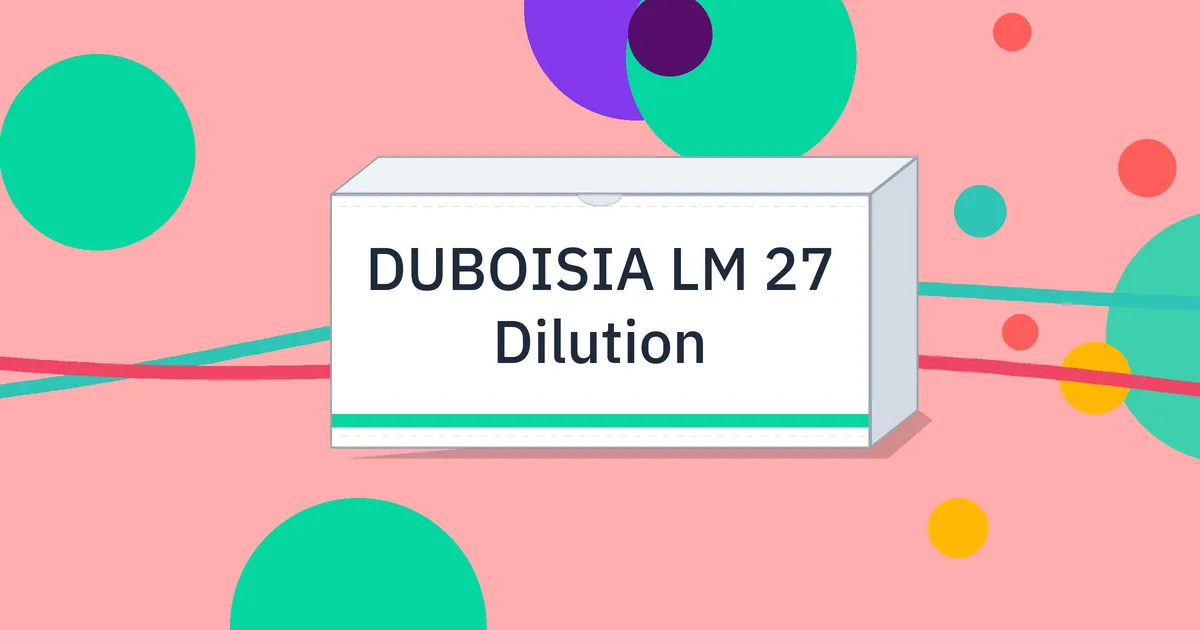 Symbolbild: Packung mit der Aufschrift DUBOISIA LM 27 Dilution (PZN 13467194) – Verfügbarkeit und Bezug in Apotheken in Frankfurt am Main