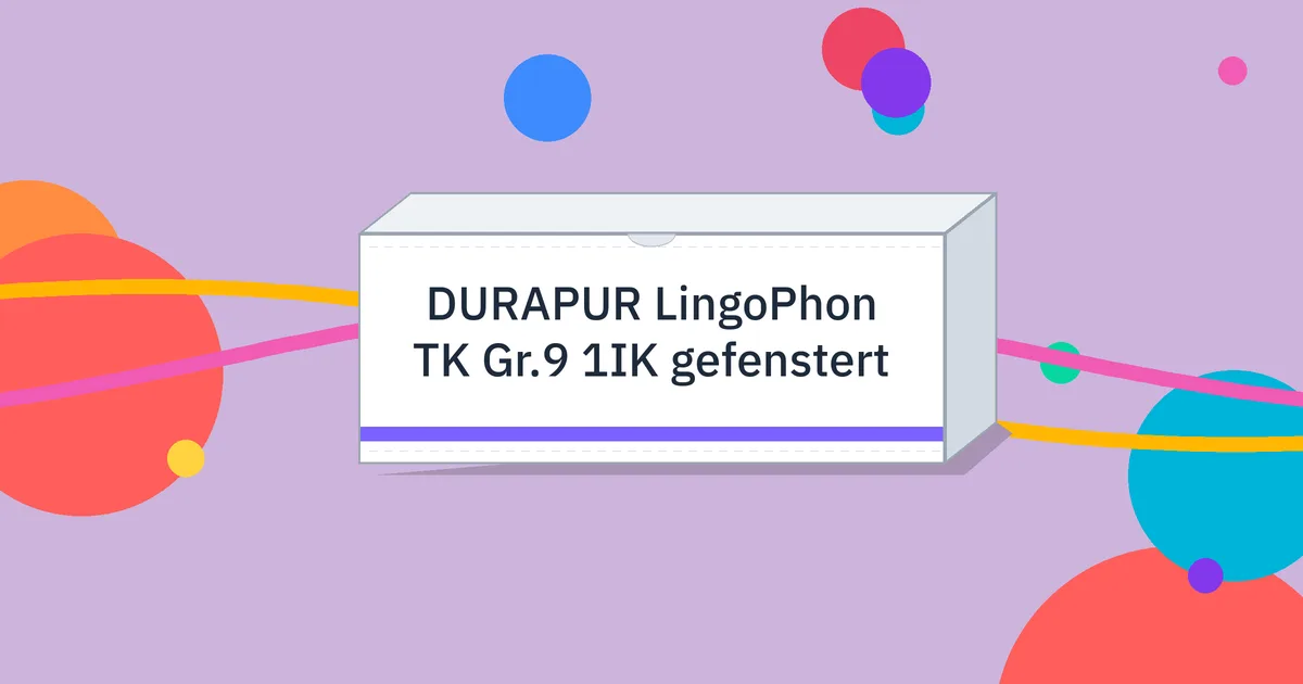Symbolbild: Packung mit der Aufschrift DURAPUR LingoPhon TK Gr.9 1IK gefenstert (PZN 16030256) – Verfügbarkeit und Bezug in Apotheken in Frankfurt am Main