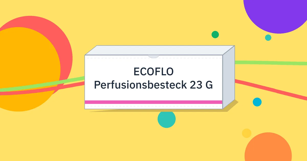 Symbolbild: Packung mit der Aufschrift ECOFLO Perfusionsbesteck 23 G (PZN 07429864) – Verfügbarkeit und Bezug in Apotheken in Frankfurt am Main