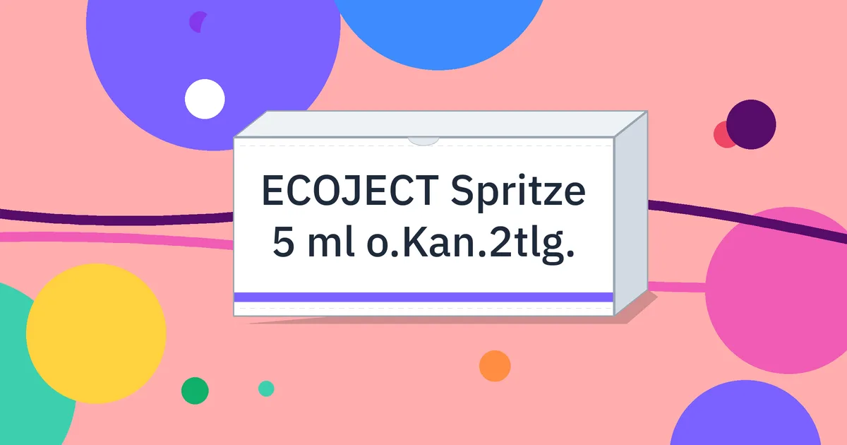 Symbolbild: Packung mit der Aufschrift ECOJECT Spritze 5 ml o.Kan.2tlg. (PZN 04676651) – Verfügbarkeit und Bezug in Apotheken in Frankfurt am Main