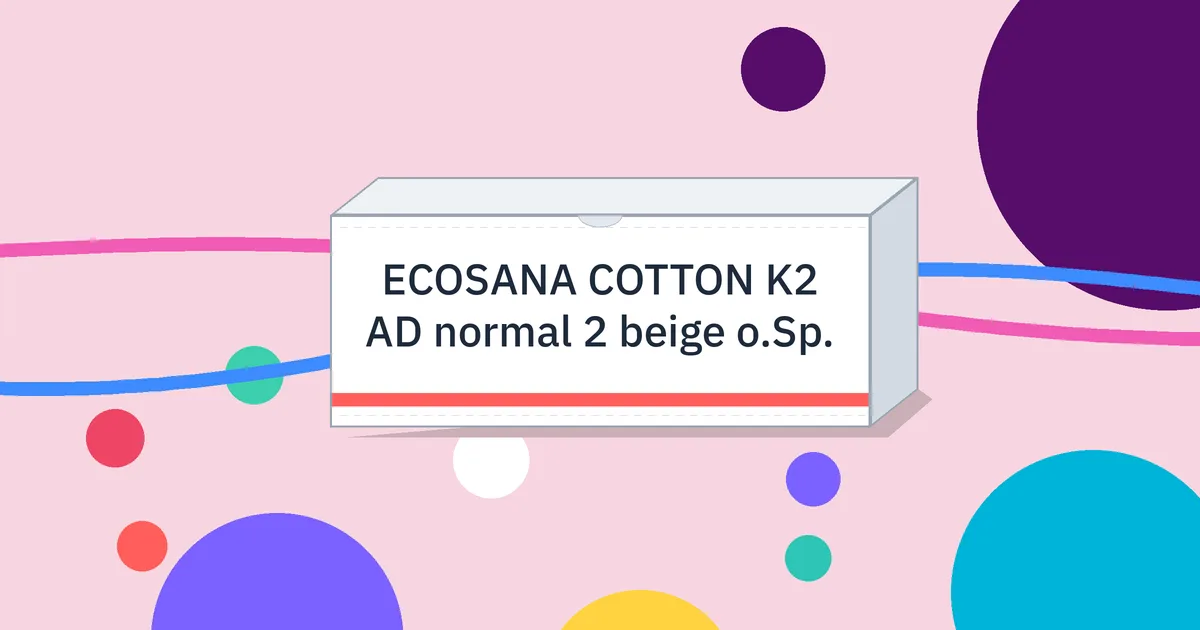 Symbolbild: Packung mit der Aufschrift ECOSANA COTTON K2 AD normal 2 beige o.Sp. (PZN 16947345) – Verfügbarkeit und Bezug in Apotheken in Frankfurt am Main