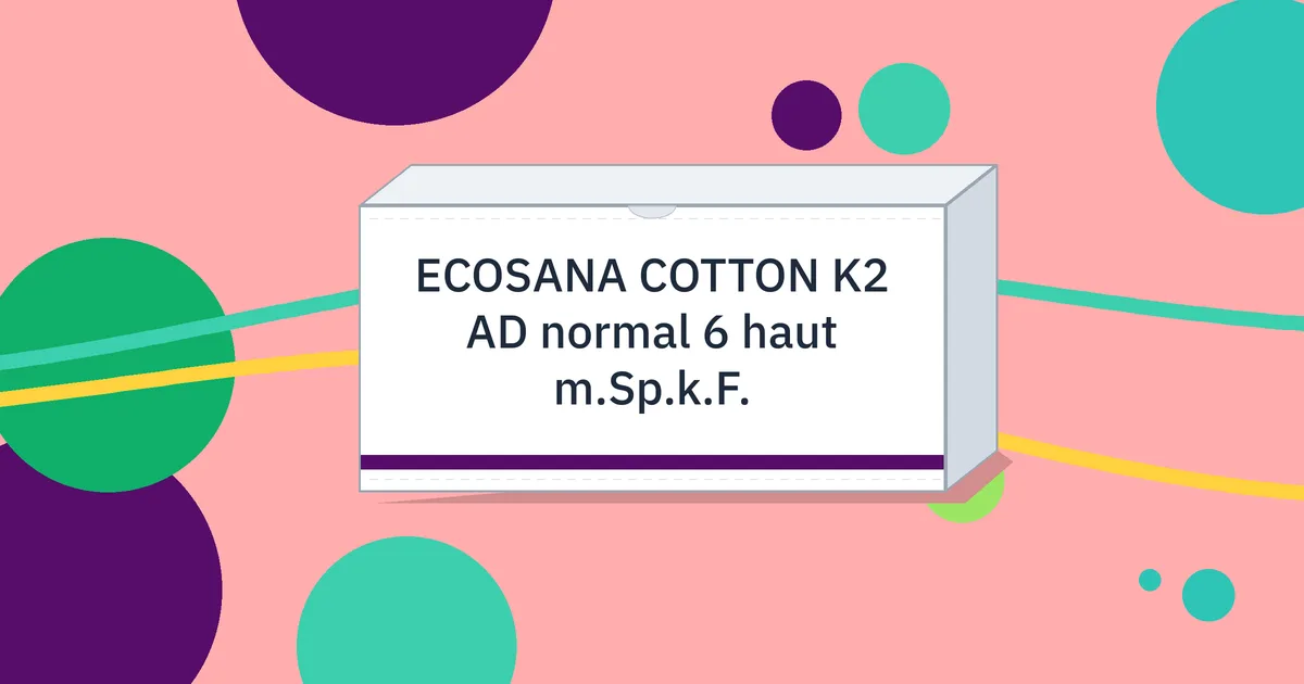 Symbolbild: Packung mit der Aufschrift ECOSANA COTTON K2 AD normal 6 haut m.Sp.k.F. (PZN 16948356) – Verfügbarkeit und Bezug in Apotheken in Frankfurt am Main