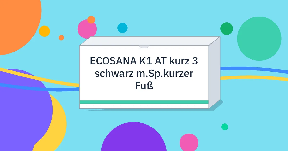 Symbolbild: Packung mit der Aufschrift ECOSANA K1 AT kurz 3 schwarz m.Sp.kurzer Fuß (PZN 04731568) – Verfügbarkeit und Bezug in Apotheken in Frankfurt am Main