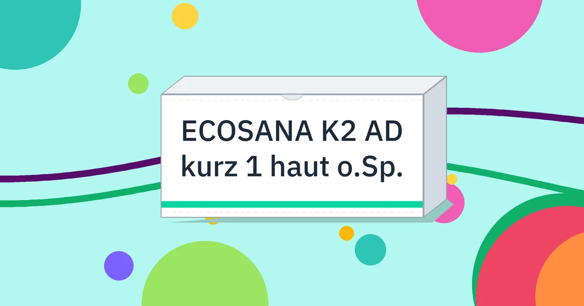 Symbolbild: Packung mit der Aufschrift ECOSANA K2 AD kurz 1 haut o.Sp. (PZN 01333229) – Verfügbarkeit und Bezug in Apotheken in Frankfurt am Main