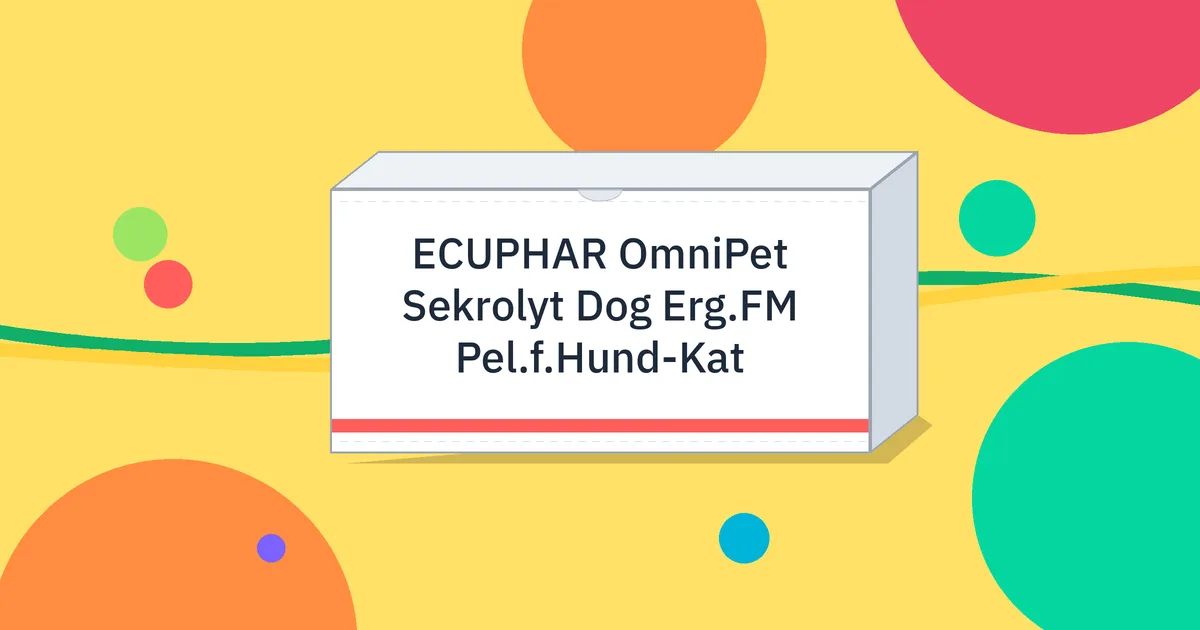 Symbolbild: Packung mit der Aufschrift ECUPHAR OmniPet Sekrolyt Dog Erg.FM Pel.f.Hund-Kat (PZN 19445851) – Verfügbarkeit und Bezug in Apotheken in Frankfurt am Main