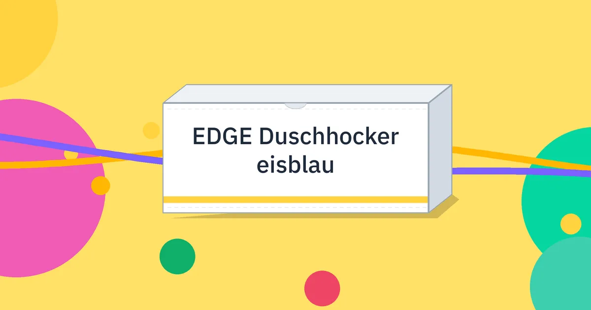 Symbolbild: Packung mit der Aufschrift EDGE Duschhocker eisblau (PZN 07743738) – Verfügbarkeit und Bezug in Apotheken in Frankfurt am Main