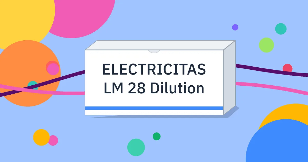 Symbolbild: Packung mit der Aufschrift ELECTRICITAS LM 28 Dilution (PZN 12844588) – Verfügbarkeit und Bezug in Apotheken in Frankfurt am Main