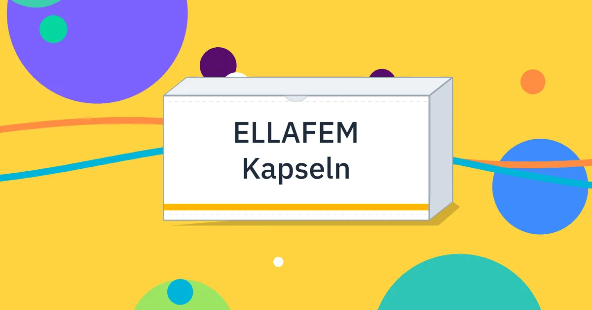 Symbolbild: Packung mit der Aufschrift ELLAFEM Kapseln (PZN 01009339) – Verfügbarkeit und Bezug in Apotheken in Frankfurt am Main