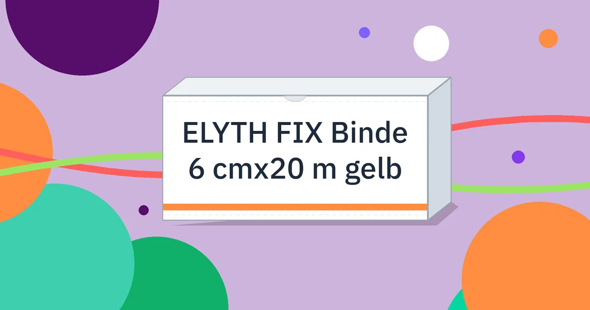 Symbolbild: Packung mit der Aufschrift ELYTH FIX Binde 6 cmx20 m gelb (PZN 10537586) – Verfügbarkeit und Bezug in Apotheken in Frankfurt am Main
