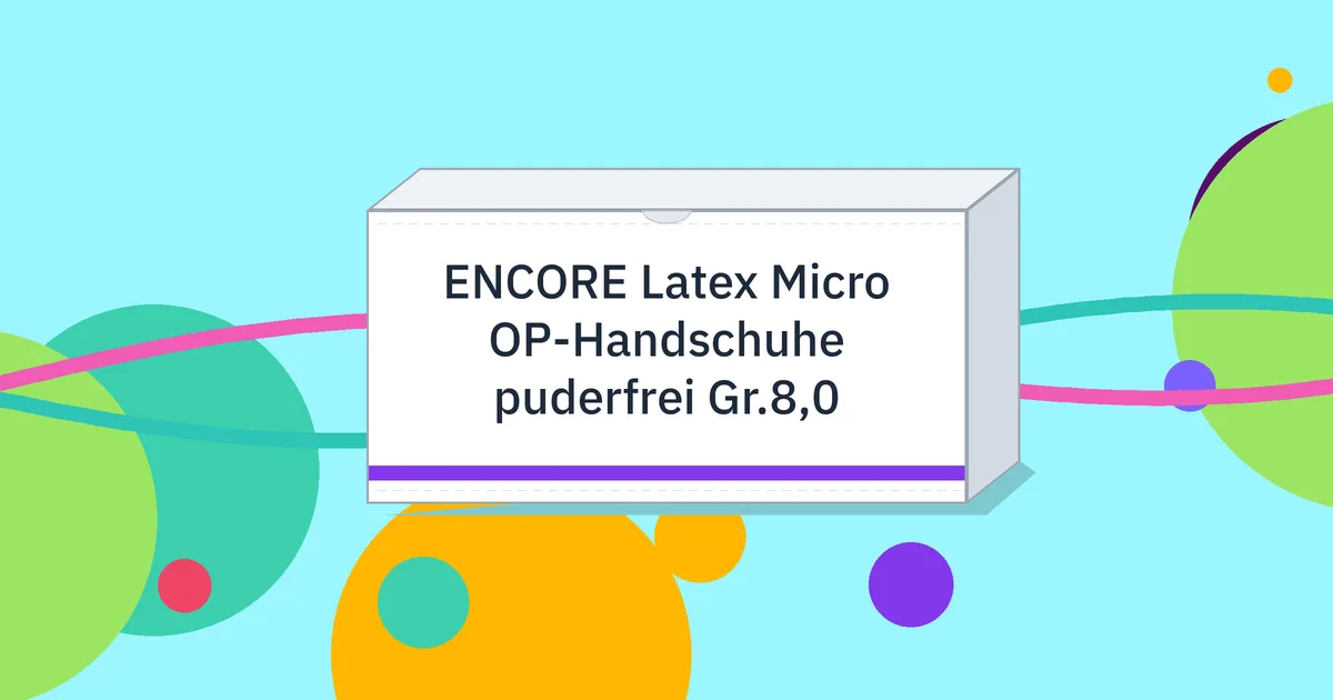 Symbolbild: Packung mit der Aufschrift ENCORE Latex Micro OP-Handschuhe puderfrei Gr.8,0 (PZN 13164134) – Verfügbarkeit und Bezug in Apotheken in Frankfurt am Main