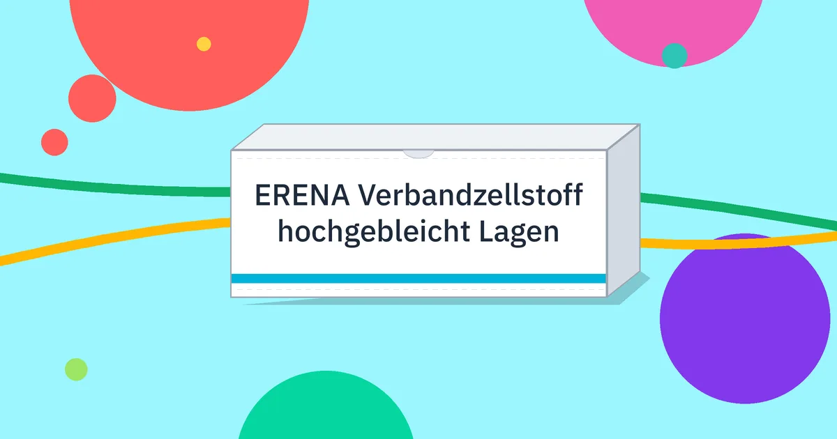 Symbolbild: Packung mit der Aufschrift ERENA Verbandzellstoff hochgebleicht Lagen (PZN 03765996) – Verfügbarkeit und Bezug in Apotheken in Frankfurt am Main