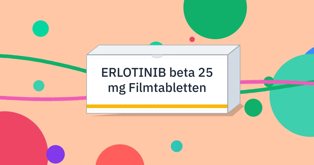 Symbolbild: Packung mit der Aufschrift ERLOTINIB beta 25 mg Filmtabletten (PZN 09422895) – Verfügbarkeit und Bezug in Apotheken in Frankfurt am Main
