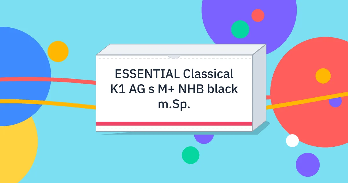 Symbolbild: Packung mit der Aufschrift ESSENTIAL Classical K1 AG s M+ NHB black m.Sp. (PZN 17002612) – Verfügbarkeit und Bezug in Apotheken in Frankfurt am Main