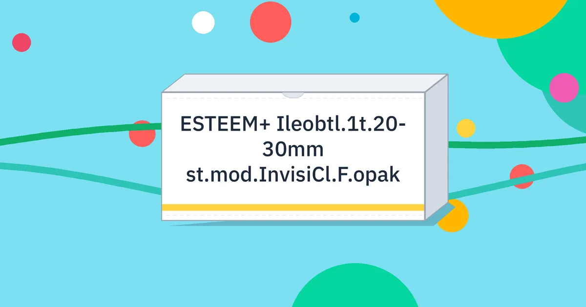 Symbolbild: Packung mit der Aufschrift ESTEEM+ Ileobtl.1t.20-30mm st.mod.InvisiCl.F.opak (PZN 04610439) – Verfügbarkeit und Bezug in Apotheken in Frankfurt am Main