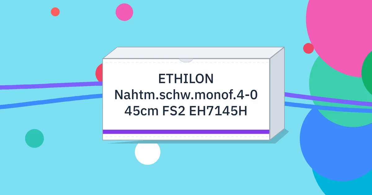 Symbolbild: Packung mit der Aufschrift ETHILON Nahtm.schw.monof.4-0 45cm FS2 EH7145H (PZN 16251603) – Verfügbarkeit und Bezug in Apotheken in Frankfurt am Main