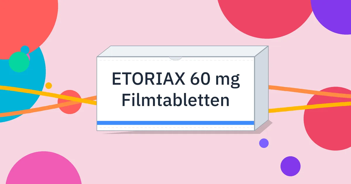 Symbolbild: Packung mit der Aufschrift ETORIAX 60 mg Filmtabletten (PZN 12653902) – Verfügbarkeit und Bezug in Apotheken in Frankfurt am Main