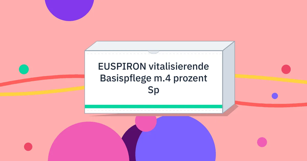 Symbolbild: Packung mit der Aufschrift EUSPIRON vitalisierende Basispflege m.4 prozent Sp (PZN 19339126) – Verfügbarkeit und Bezug in Apotheken in Frankfurt am Main