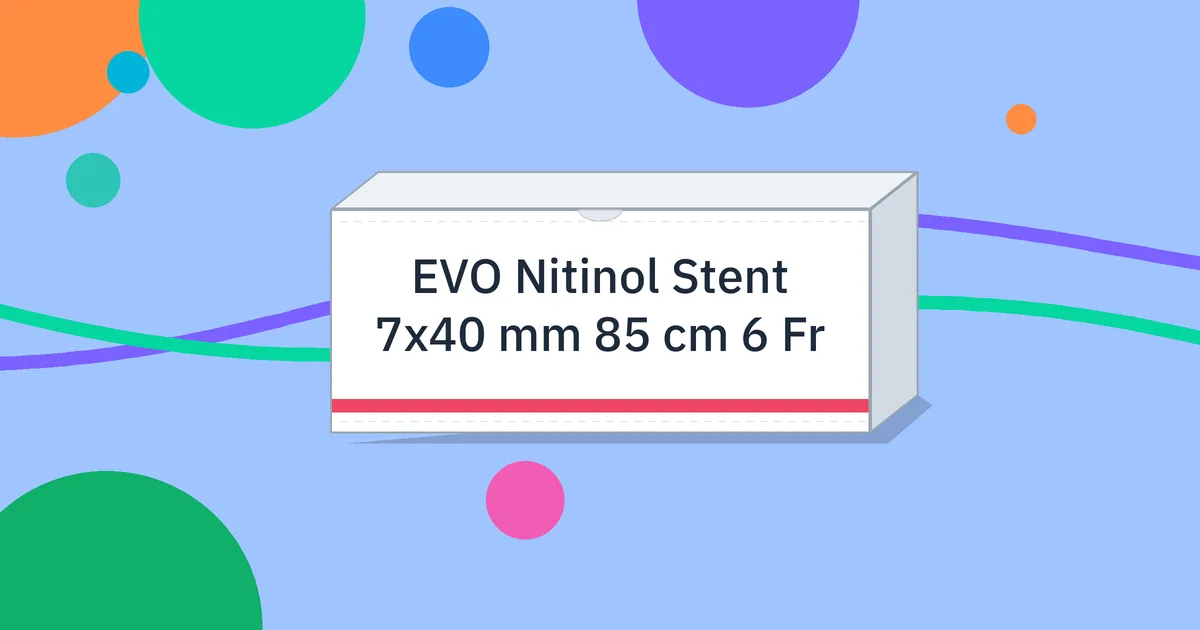 Symbolbild: Packung mit der Aufschrift EVO Nitinol Stent 7x40 mm 85 cm 6 Fr (PZN 00223473) – Verfügbarkeit und Bezug in Apotheken in Frankfurt am Main