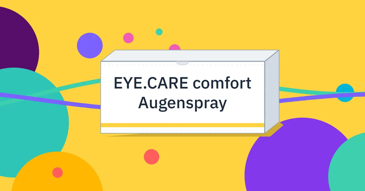 Symbolbild: Packung mit der Aufschrift EYE.CARE comfort Augenspray (PZN 20196270) – Verfügbarkeit und Bezug in Apotheken in Frankfurt am Main
