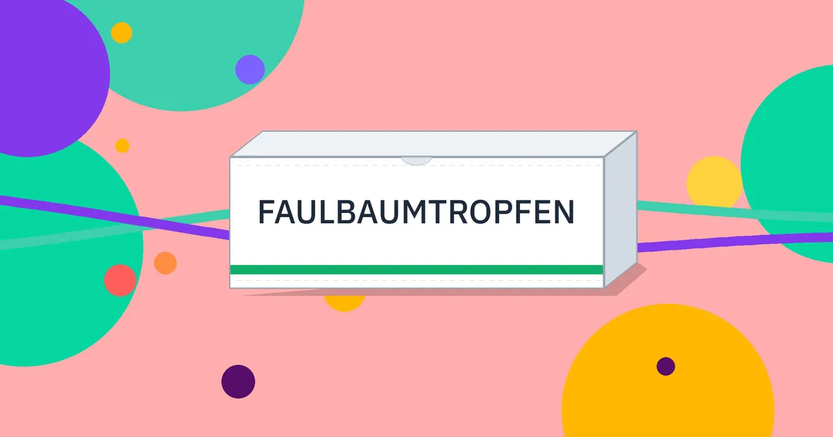 Symbolbild: Packung mit der Aufschrift FAULBAUMTROPFEN (PZN 10974683) – Verfügbarkeit und Bezug in Apotheken in Frankfurt am Main