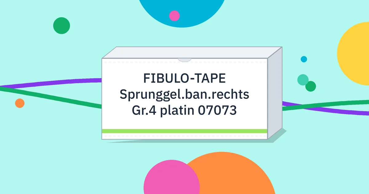 Symbolbild: Packung mit der Aufschrift FIBULO-TAPE Sprunggel.ban.rechts Gr.4 platin 07073 (PZN 14400453) – Verfügbarkeit und Bezug in Apotheken in Frankfurt am Main
