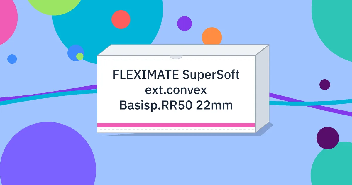 Symbolbild: Packung mit der Aufschrift FLEXIMATE SuperSoft ext.convex Basisp.RR50 22mm (PZN 09070491) – Verfügbarkeit und Bezug in Apotheken in Frankfurt am Main
