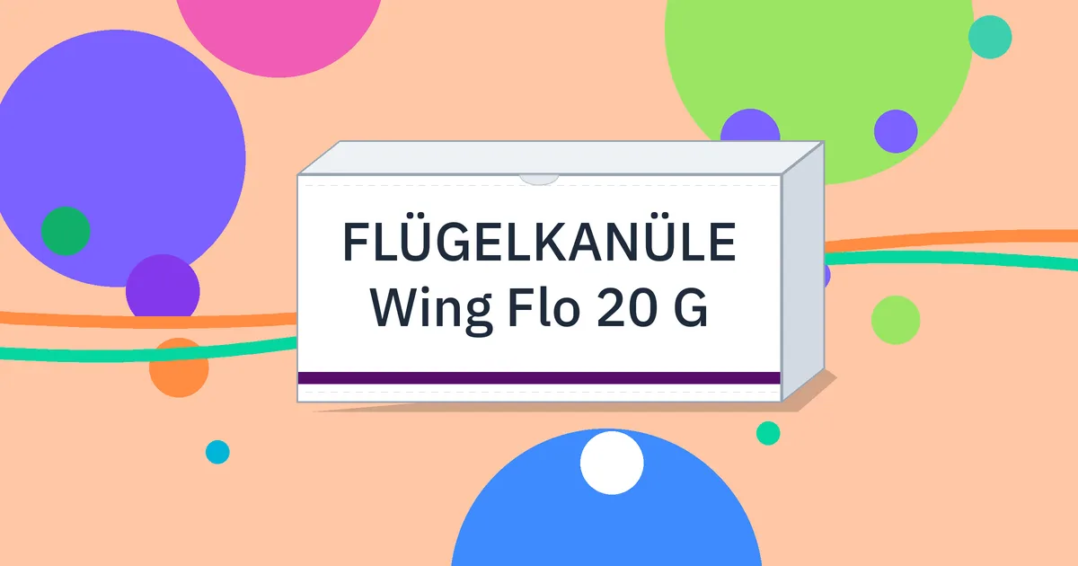 Symbolbild: Packung mit der Aufschrift FLÜGELKANÜLE Wing Flo 20 G (PZN 09891360) – Verfügbarkeit und Bezug in Apotheken in Frankfurt am Main