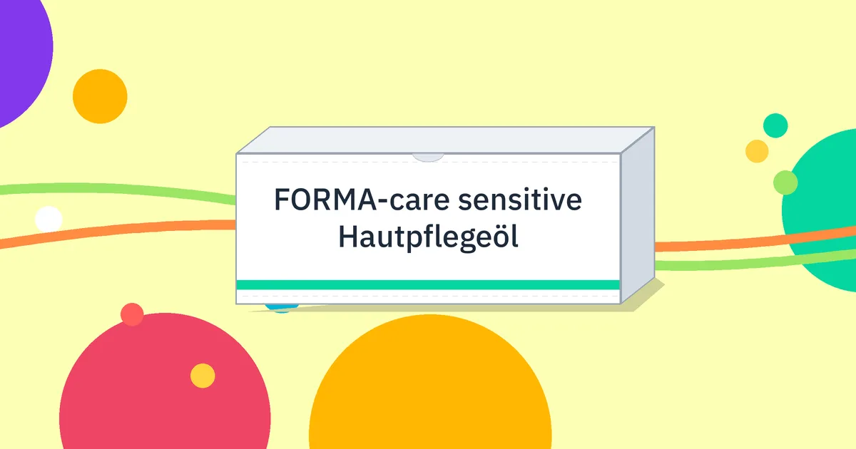 Symbolbild: Packung mit der Aufschrift FORMA-care sensitive Hautpflegeöl (PZN 19215536) – Verfügbarkeit und Bezug in Apotheken in Frankfurt am Main