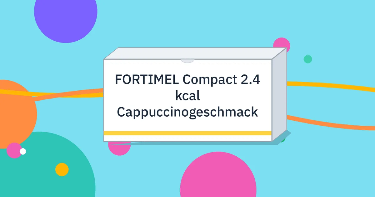 Symbolbild: Packung mit der Aufschrift FORTIMEL Compact 2.4 kcal Cappuccinogeschmack (PZN 19751453) – Verfügbarkeit und Bezug in Apotheken in Frankfurt am Main
