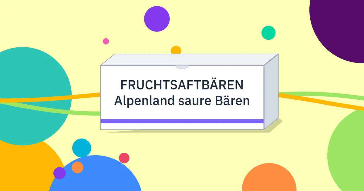Symbolbild: Packung mit der Aufschrift FRUCHTSAFTBÄREN Alpenland saure Bären (PZN 04853627) – Verfügbarkeit und Bezug in Apotheken in Frankfurt am Main