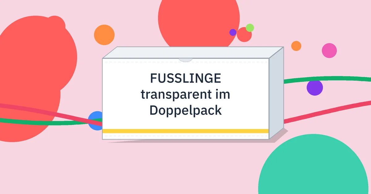 Symbolbild: Packung mit der Aufschrift FUSSLINGE transparent im Doppelpack (PZN 19416200) – Verfügbarkeit und Bezug in Apotheken in Frankfurt am Main