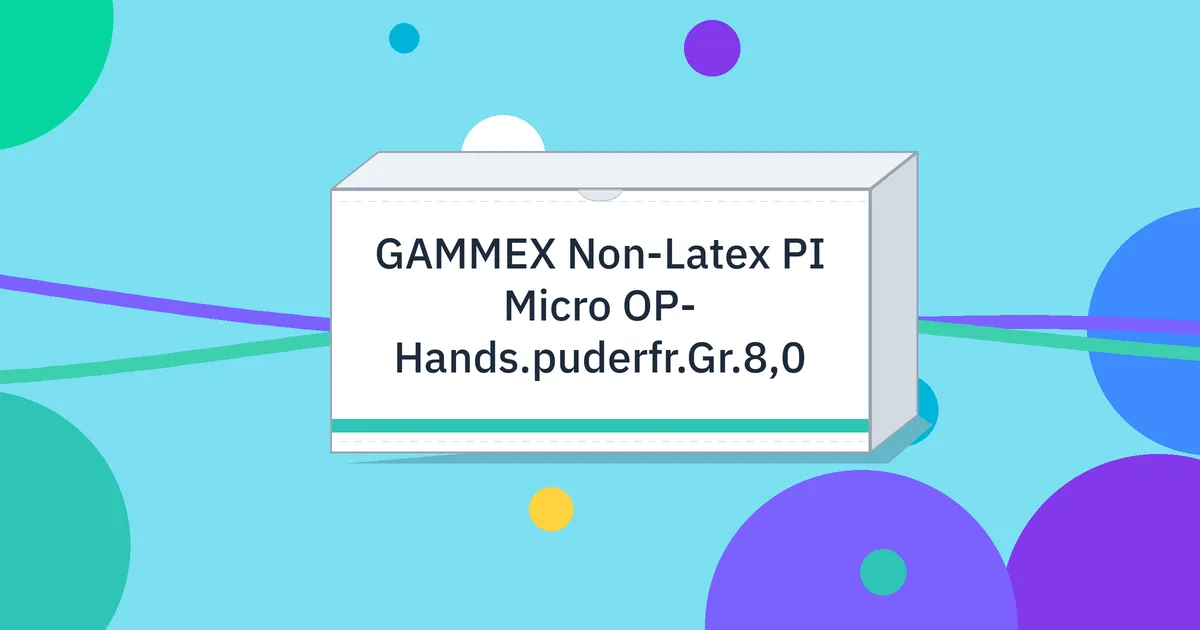 Symbolbild: Packung mit der Aufschrift GAMMEX Non-Latex PI Micro OP-Hands.puderfr.Gr.8,0 (PZN 11614863) – Verfügbarkeit und Bezug in Apotheken in Frankfurt am Main