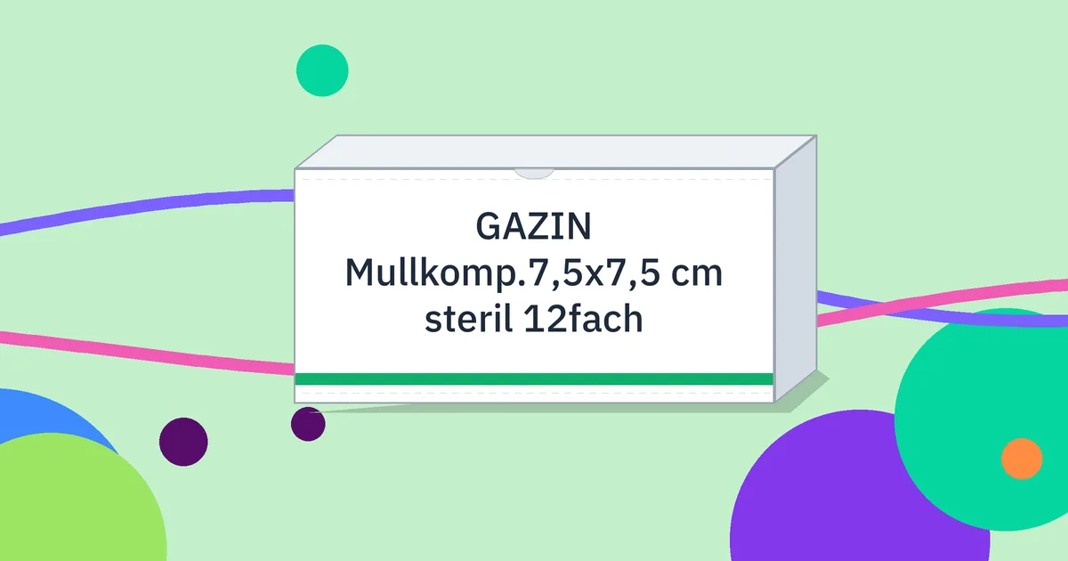 Symbolbild: Packung mit der Aufschrift GAZIN Mullkomp.7,5x7,5 cm steril 12fach (PZN 14444249) – Verfügbarkeit und Bezug in Apotheken in Frankfurt am Main