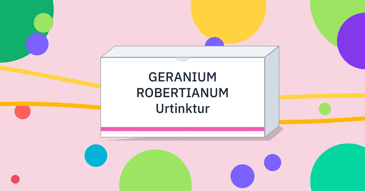 Symbolbild: Packung mit der Aufschrift GERANIUM ROBERTIANUM Urtinktur (PZN 17534220) – Verfügbarkeit und Bezug in Apotheken in Frankfurt am Main