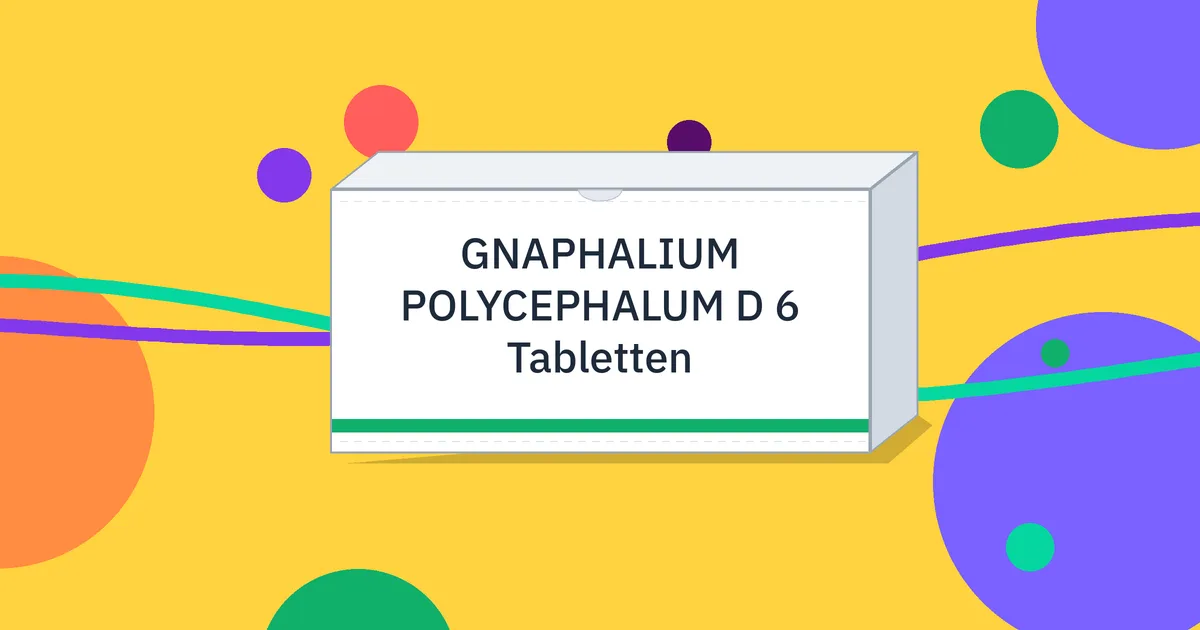 Symbolbild: Packung mit der Aufschrift GNAPHALIUM POLYCEPHALUM D 6 Tabletten (PZN 02116830) – Verfügbarkeit und Bezug in Apotheken in Frankfurt am Main