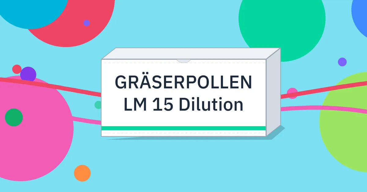 Symbolbild: Packung mit der Aufschrift GRÄSERPOLLEN LM 15 Dilution (PZN 12882181) – Verfügbarkeit und Bezug in Apotheken in Frankfurt am Main