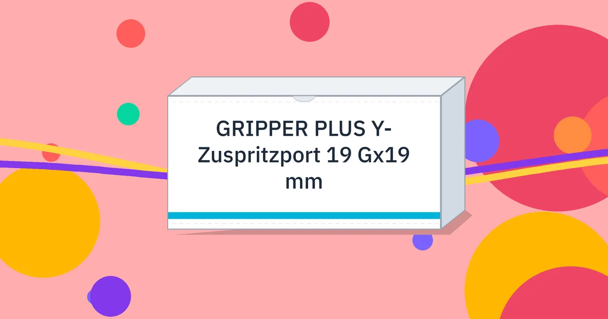 Symbolbild: Packung mit der Aufschrift GRIPPER PLUS Y-Zuspritzport 19 Gx19 mm (PZN 09675627) – Verfügbarkeit und Bezug in Apotheken in Frankfurt am Main