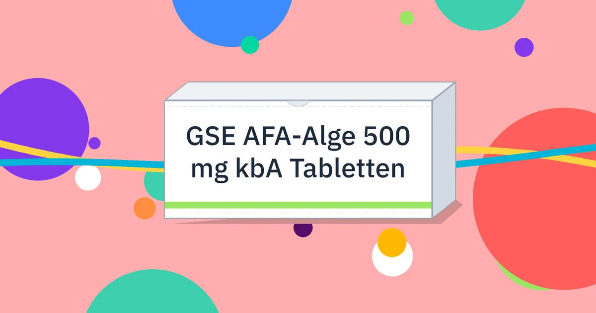 Symbolbild: Packung mit der Aufschrift GSE AFA-Alge 500 mg kbA Tabletten (PZN 02135589) – Verfügbarkeit und Bezug in Apotheken in Frankfurt am Main