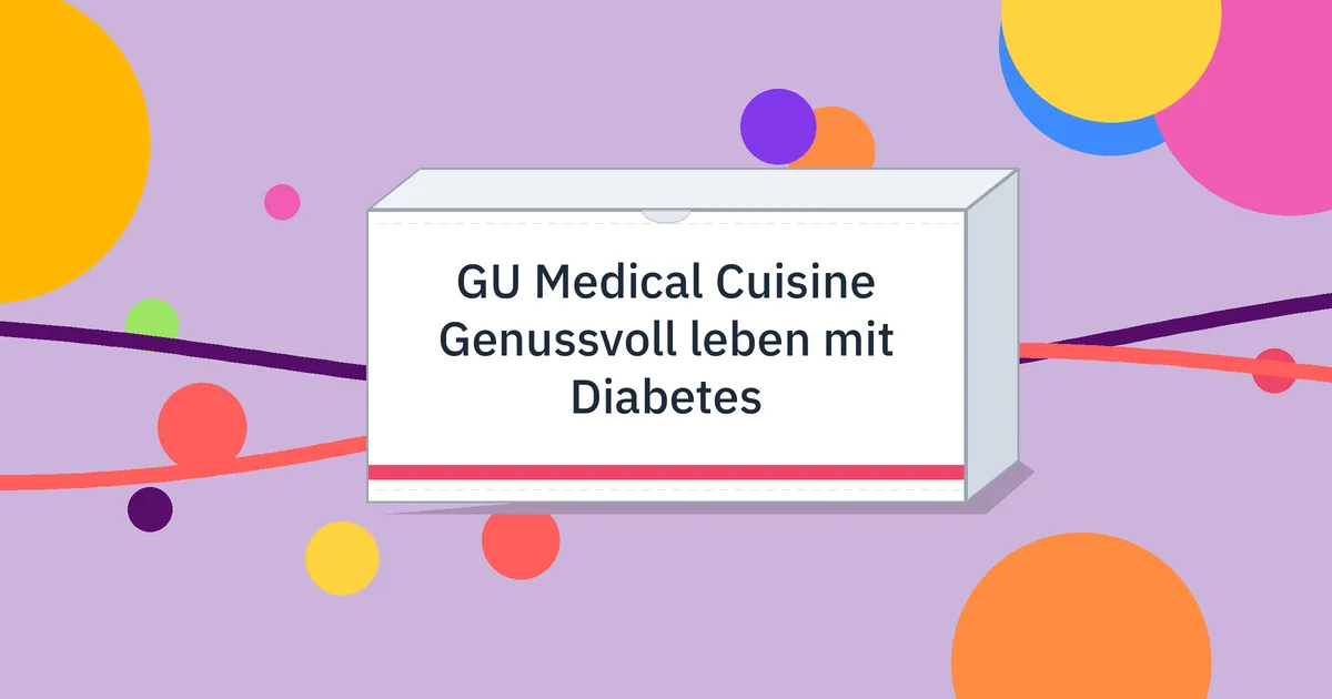 Symbolbild: Packung mit der Aufschrift GU Medical Cuisine Genussvoll leben mit Diabetes (PZN 19767158) – Verfügbarkeit und Bezug in Apotheken in Frankfurt am Main