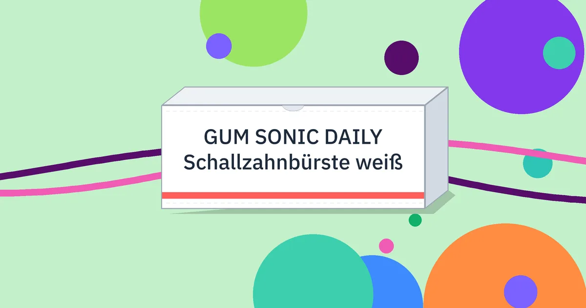 Symbolbild: Packung mit der Aufschrift GUM SONIC DAILY Schallzahnbürste weiß (PZN 16917769) – Verfügbarkeit und Bezug in Apotheken in Frankfurt am Main