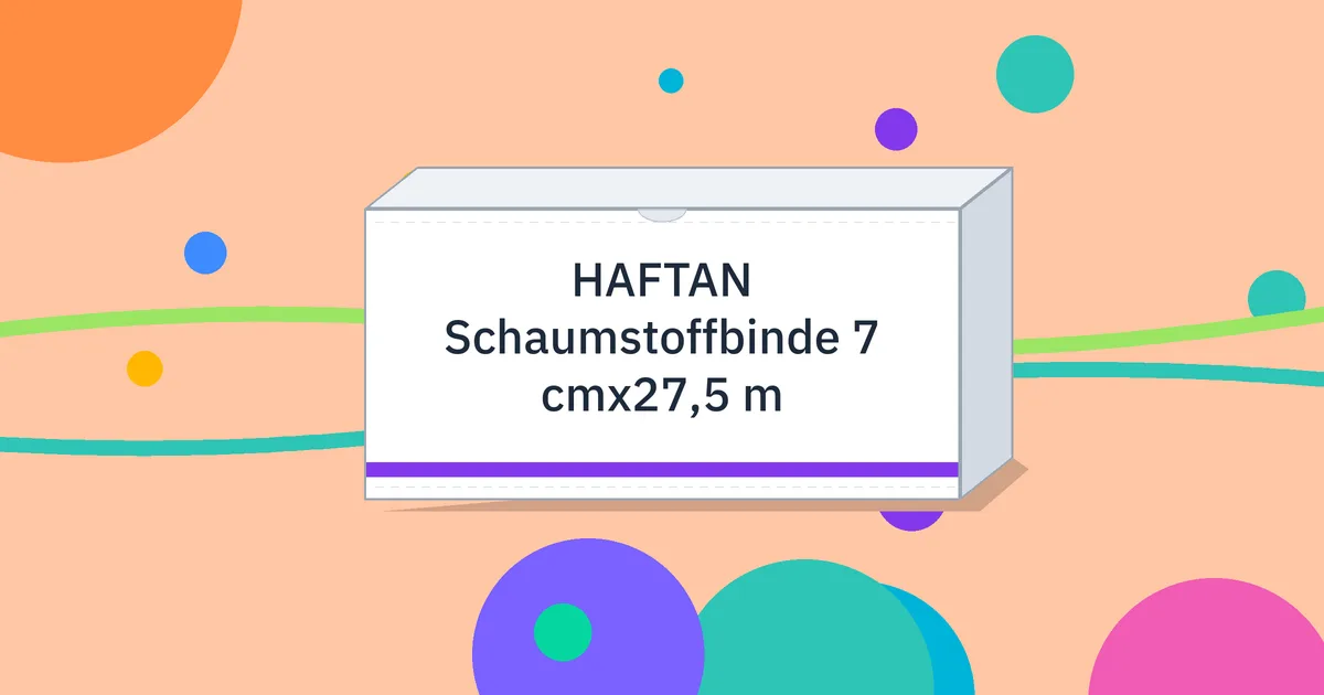 Symbolbild: Packung mit der Aufschrift HAFTAN Schaumstoffbinde 7 cmx27,5 m (PZN 15998197) – Verfügbarkeit und Bezug in Apotheken in Frankfurt am Main