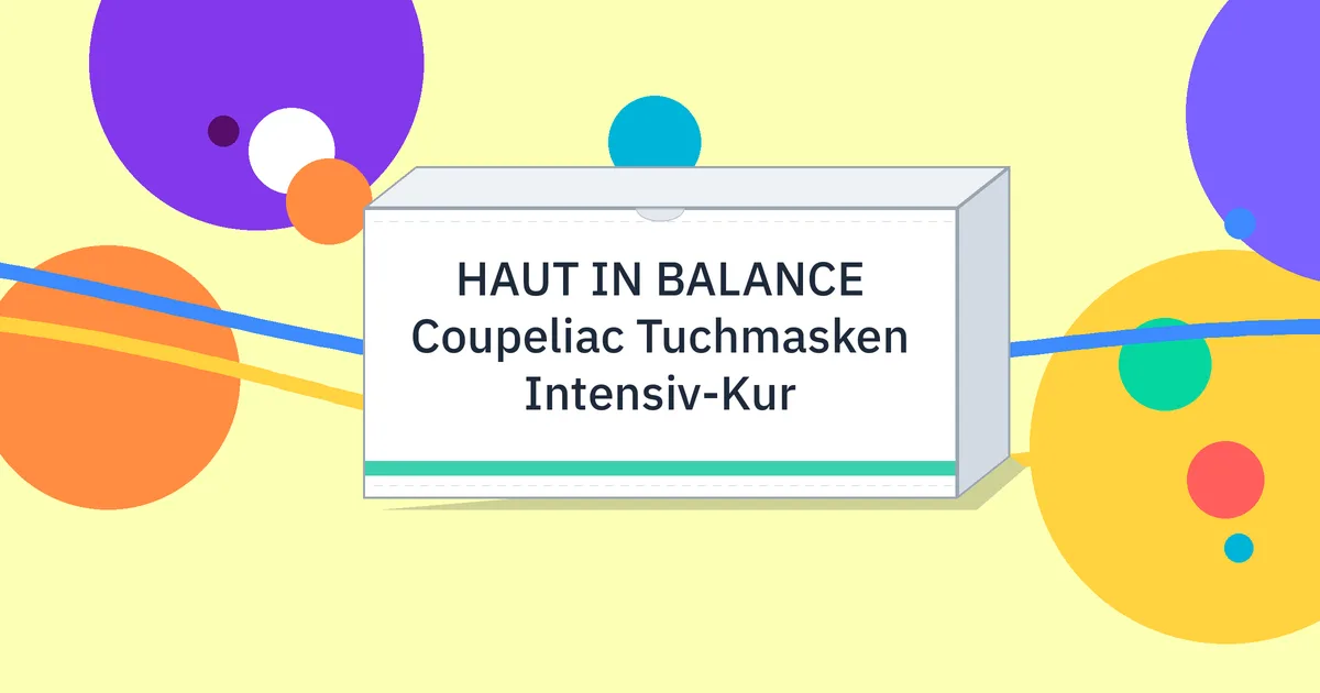 Symbolbild: Packung mit der Aufschrift HAUT IN BALANCE Coupeliac Tuchmasken Intensiv-Kur (PZN 16827411) – Verfügbarkeit und Bezug in Apotheken in Frankfurt am Main