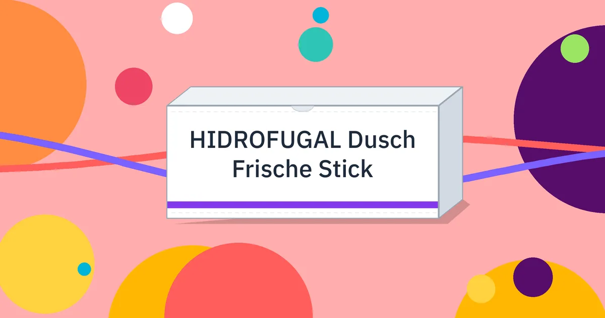Symbolbild: Packung mit der Aufschrift HIDROFUGAL Dusch Frische Stick (PZN 17983478) – Verfügbarkeit und Bezug in Apotheken in Frankfurt am Main