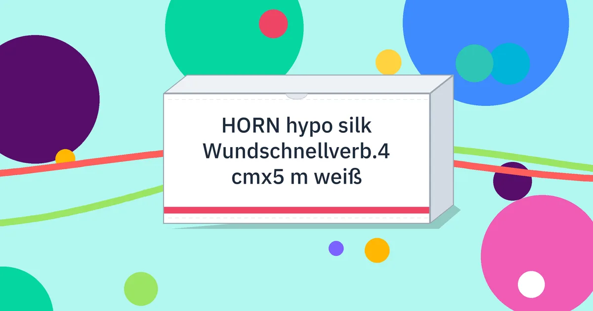 Symbolbild: Packung mit der Aufschrift HORN hypo silk Wundschnellverb.4 cmx5 m weiß (PZN 04220997) – Verfügbarkeit und Bezug in Apotheken in Frankfurt am Main