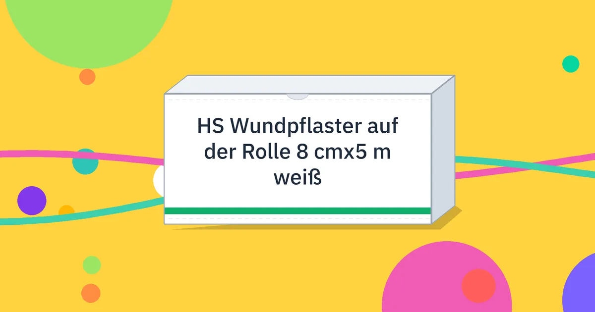 Symbolbild: Packung mit der Aufschrift HS Wundpflaster auf der Rolle 8 cmx5 m weiß (PZN 09742111) – Verfügbarkeit und Bezug in Apotheken in Frankfurt am Main