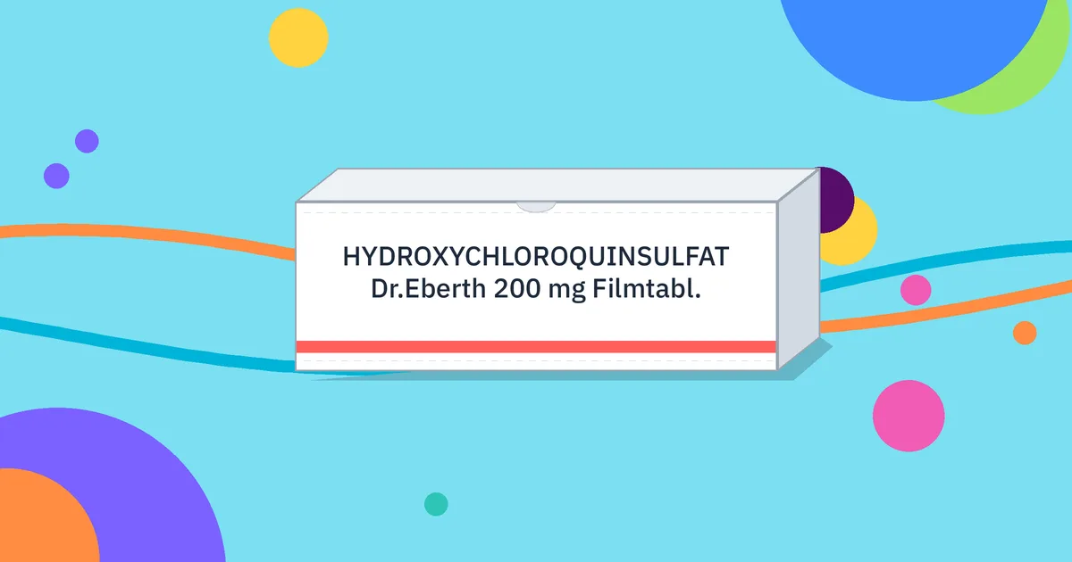 Symbolbild: Packung mit der Aufschrift HYDROXYCHLOROQUINSULFAT Dr.Eberth 200 mg Filmtabl. (PZN 13747249) – Verfügbarkeit und Bezug in Apotheken in Frankfurt am Main