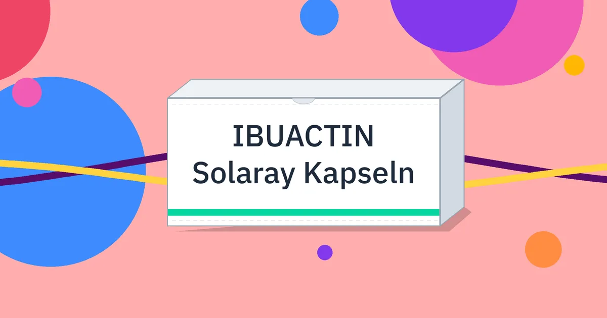 Symbolbild: Packung mit der Aufschrift IBUACTIN Solaray Kapseln (PZN 20286984) – Verfügbarkeit und Bezug in Apotheken in Frankfurt am Main